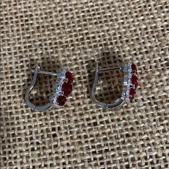 Angelique | Jewelry | Simulated Ruby Huggie Omega Hoops Stainless ...